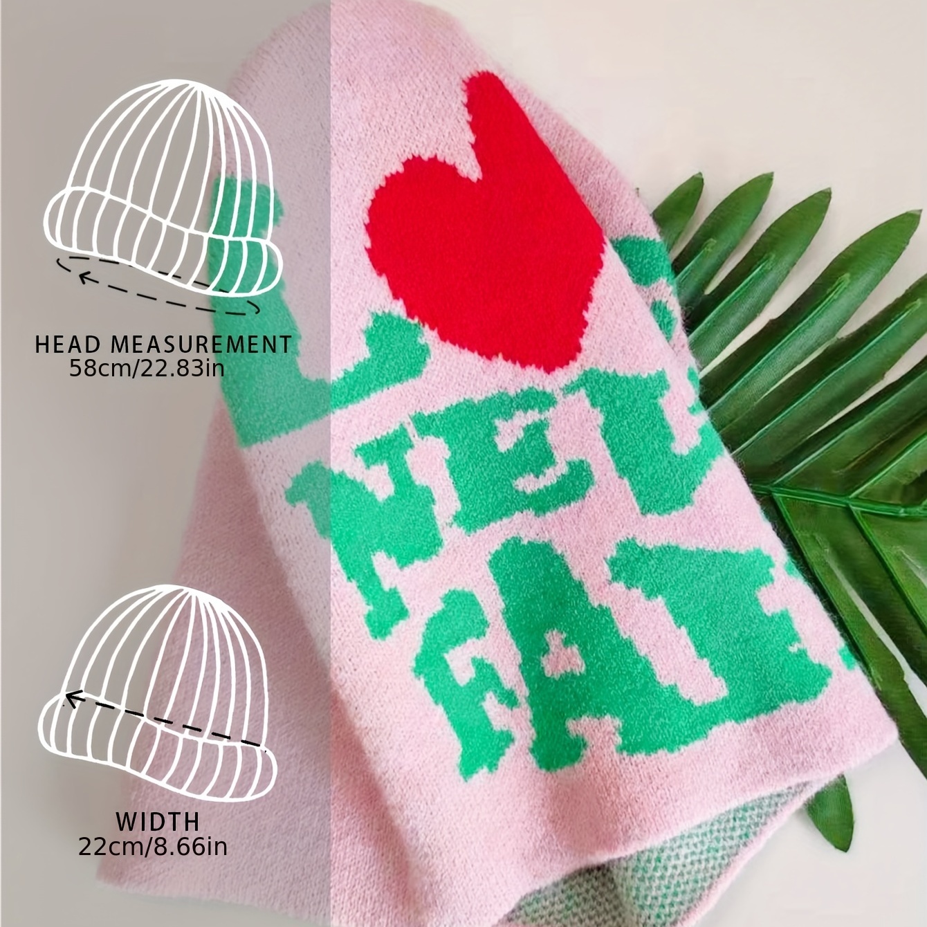 Pink Letter Jacquard Warm Beanie Love Never Fails Elastic - Temu United ...