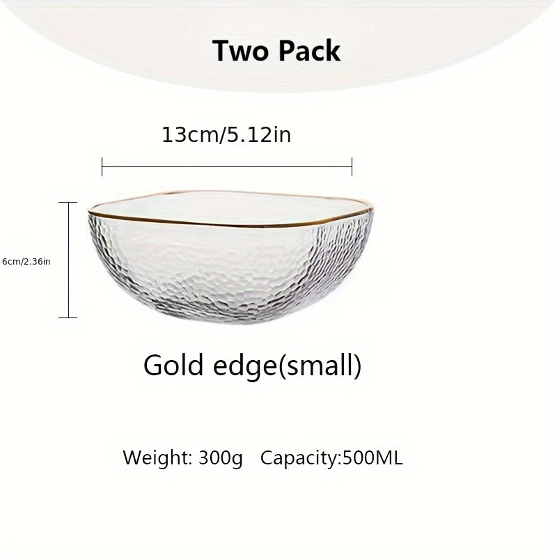 Japanese Hammer Patterned Golden Rim Glass Bowl Heat - Temu United Kingdom