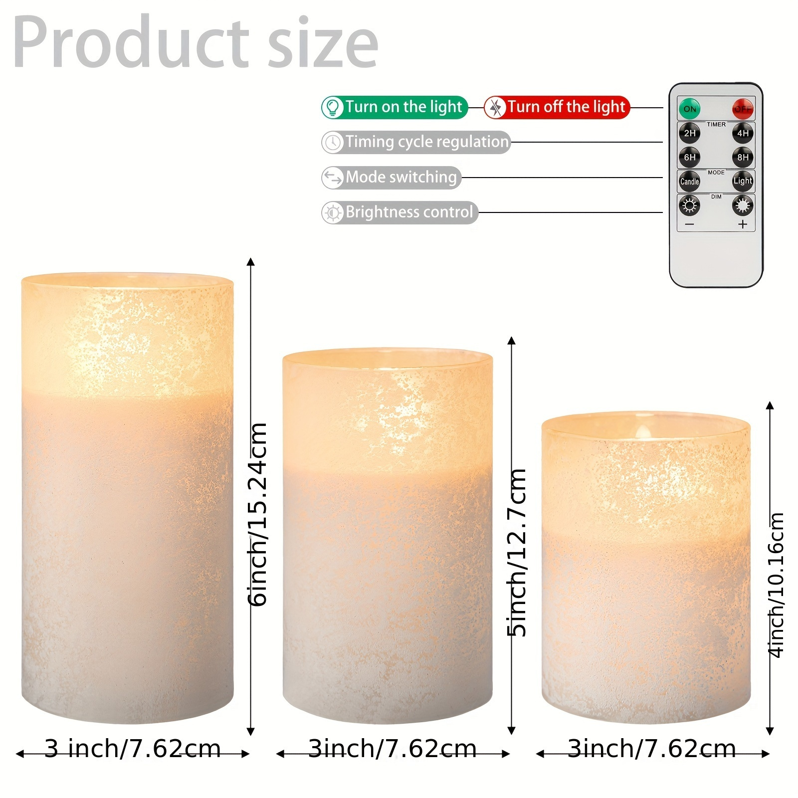 Glass Flameless Candles Remote Sandblasted Glass Led Candles - Temu