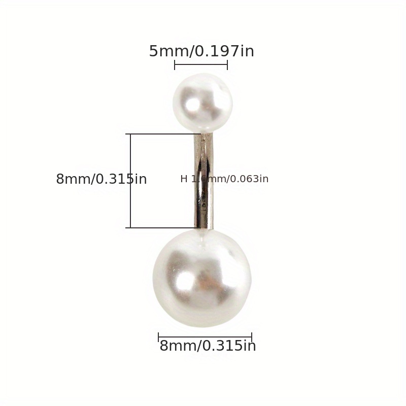 Inlaid Faux Pearls Belly Button Ring Simple Style Navel Ring Body ...