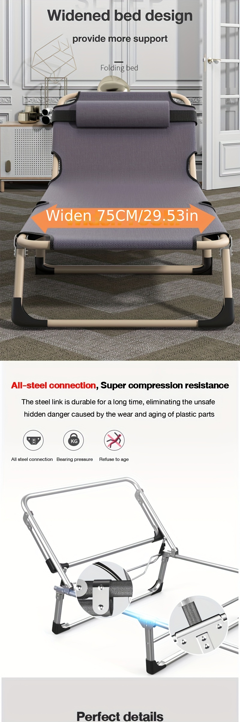 1pc Portable Foldable Bed Sleep Comfortably Folding Bed For Home ...