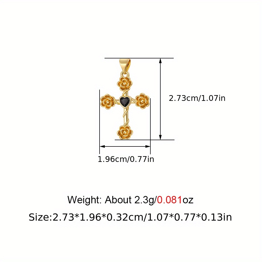 Retro Rose Cross Pendant Copper Gold plated Inlaid Heart - Temu Norway