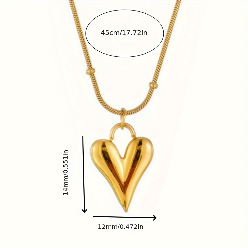 A Golden Stainless Steel Jewelry Bamboo Chain Love Pendant - Temu