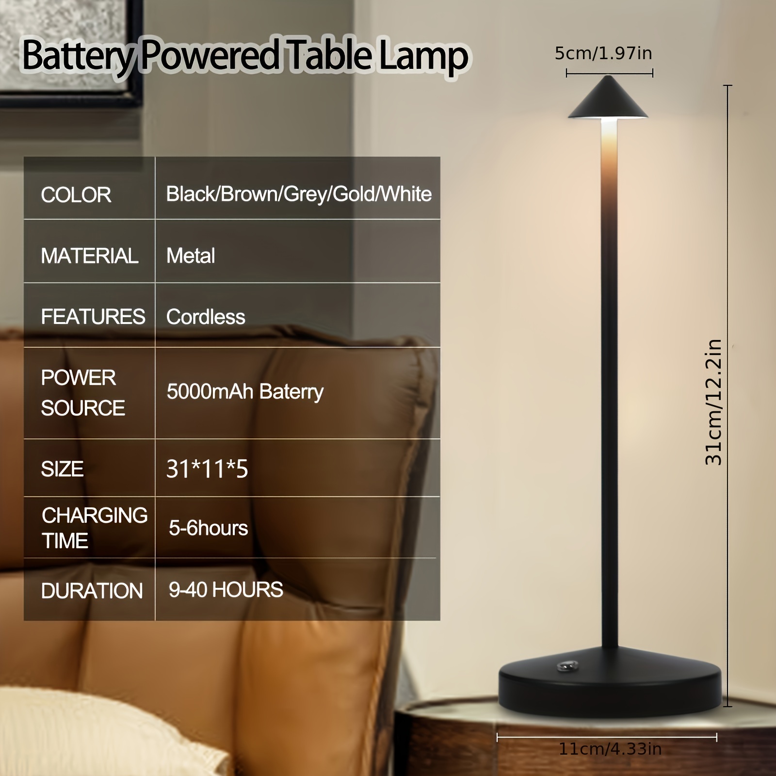Minimalist Cordless Lamp Rechargeable Led Lamp Touch Three - Temu Ireland