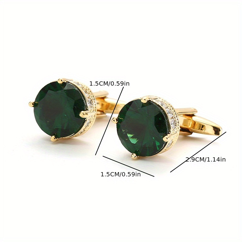 A Pair Men's Fashion Blue Green Synthetic Zircon Cufflinks - Temu ...