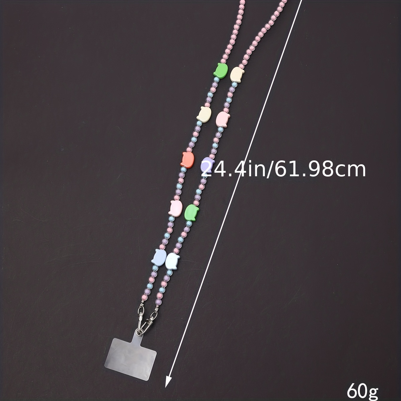 colorful cat head color bead long diagonal cross mobile phone hanging ...