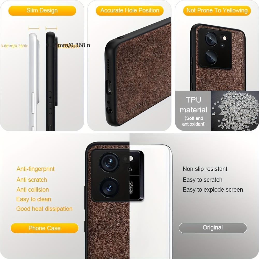 Premium Pu Leather Phone Cover Retro Design Full Protective - Temu ...