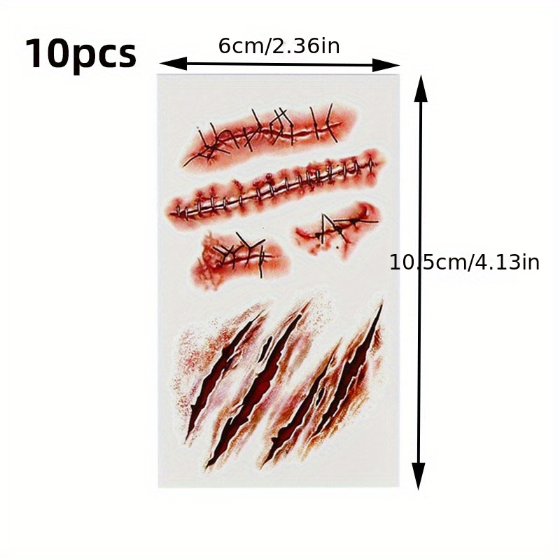 Halloween Zombie Scar Tattoo Stickers Perfect Decoration - Temu United ...