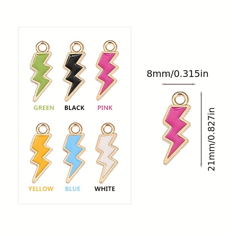 Colorful Cute Lightning/flash Design Alloy Enamel Pendants For Necklace ...
