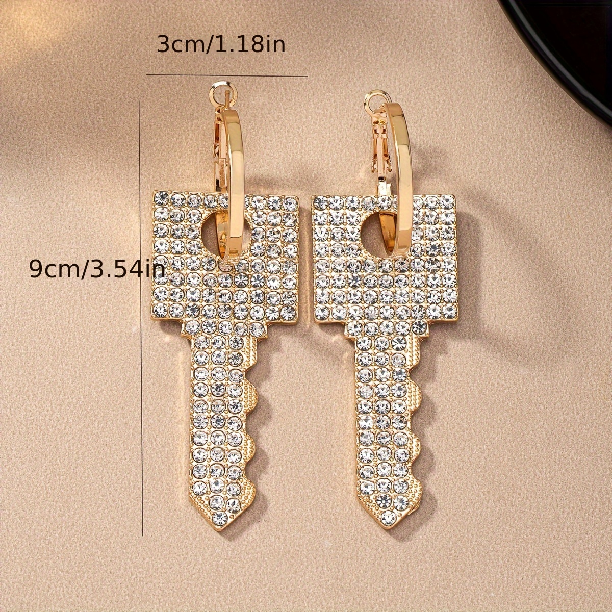 Rhinestone key earrings store
