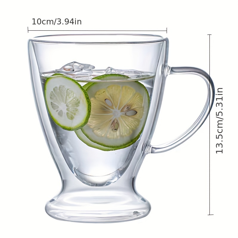 1pc Footed Glass Coffee Mug Double Walled High Borosilicate Glass ...