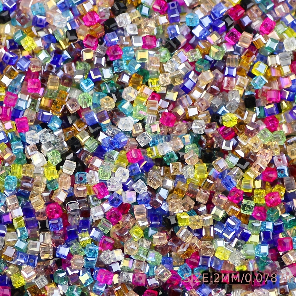 Square Crystal Ab Color Plated Glass Loose Beads Fashion Diy - Temu New ...