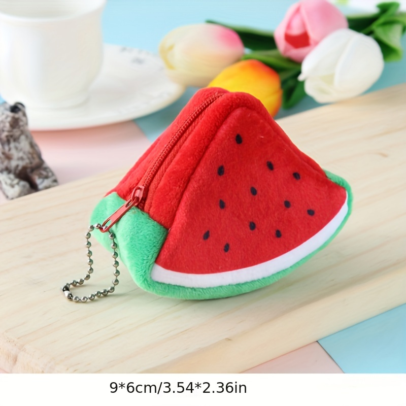 Cute Cartoon Fruit Shape Coin Purse Keychain Bags Plush - Temu United