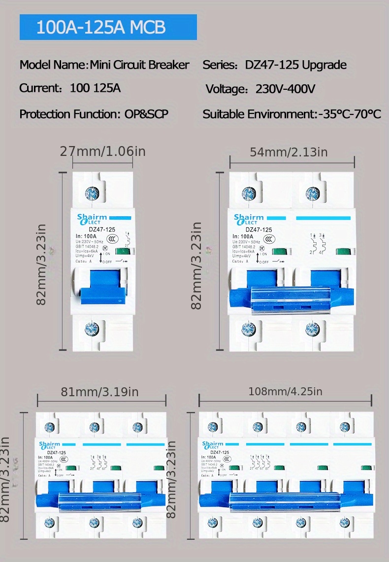 Mcb Ac 1 Pole 2p 3p 4p 6a 10a 16a 20a 25a 32a 40a 50a 63a - Temu Australia