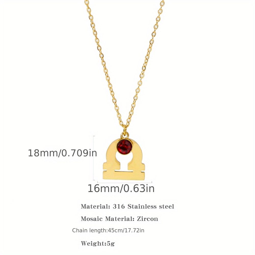 12 Constellations Unisex Birthstone Double Pendant Necklace - Temu ...