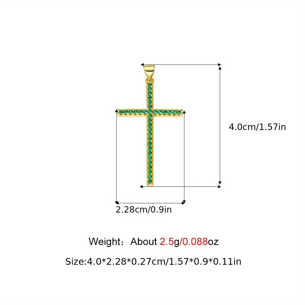 18k Copper Plated Micro inlaid Color Zircon Cross Pendant - Temu United ...