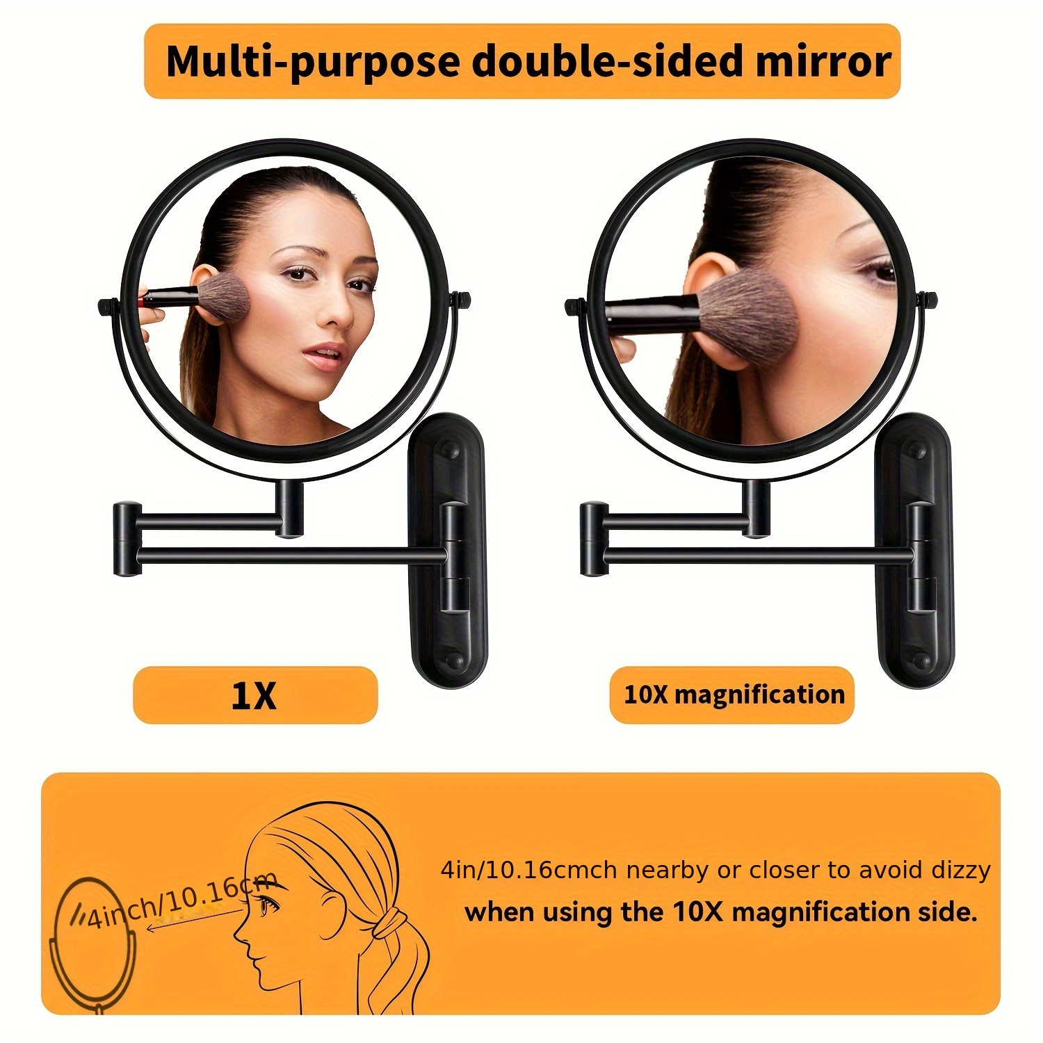 Wall Mounted Makeup Vanity Mirror Double Sided 1x/10x - Temu