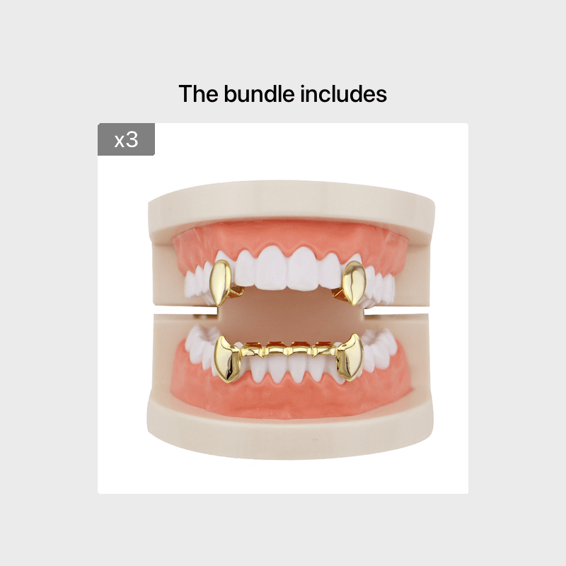 Vampire Chevron Tip Teeth Decoration Zinc Alloy Teeth Braces 14k Gold ...