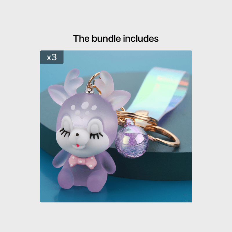 Creative Cute Sika Deer Flashlight Keychain Women Animal Elk Key Chain ...