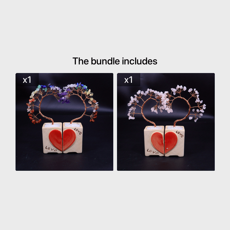 1pc Natural Crystal Tree Seven Chakra Heart Shaped Wishing Tree Fortune ...