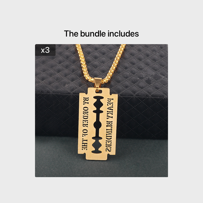 Hip Hop Lettering Razor Blade Pendant Necklace Stainless Steel Necklace ...