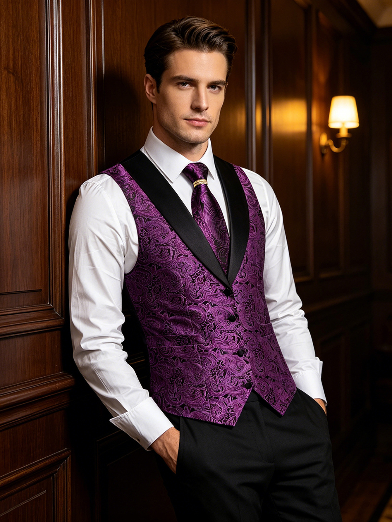 mens paisley vest sold on Temu United States