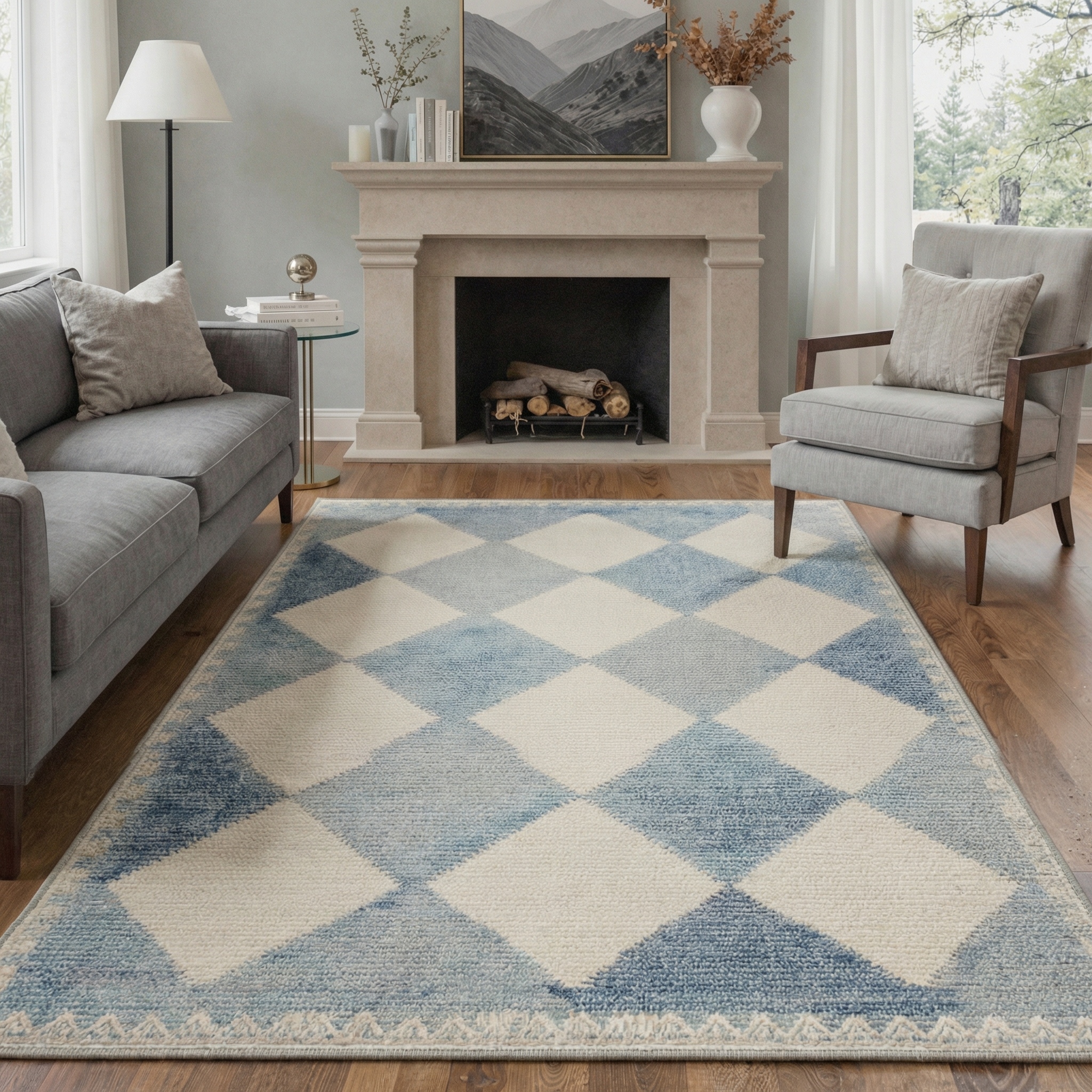 blue area rugs sold on Temu United States