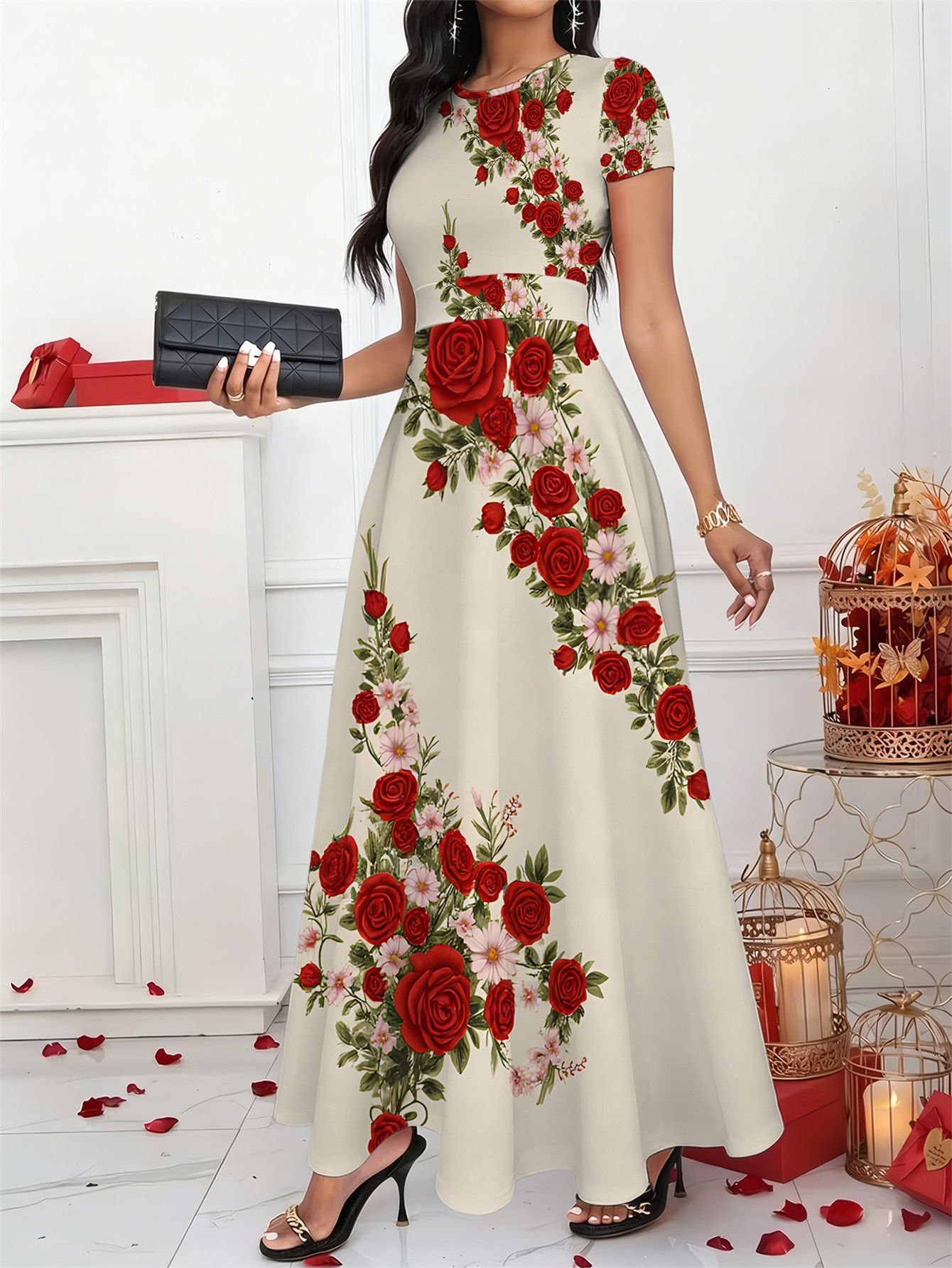 rose dresses sold on Temu United States