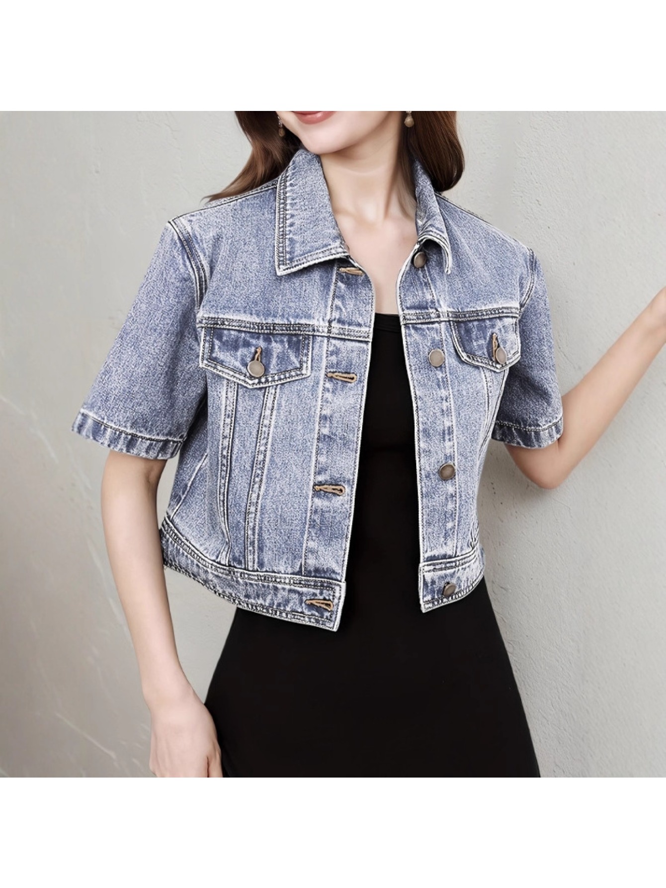 short sleeve denim jacket women sold on Temu United States