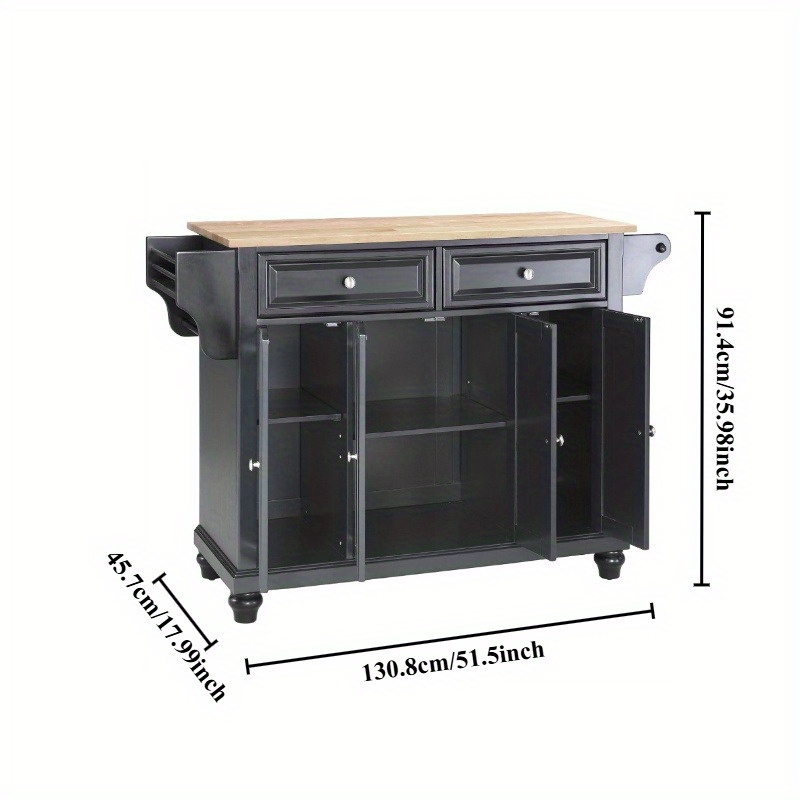 Wood Top Rolling Kitchen Island Storage Cart Microwave Stand - Temu