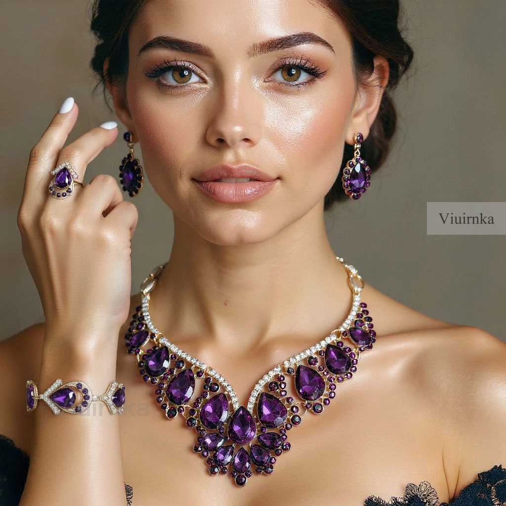 purple jewelry sets sold on Temu United States