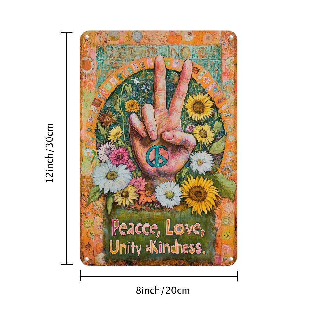 A Hand A Peace Sign Flowers Sunflowers Aluminum Sign S - Temu