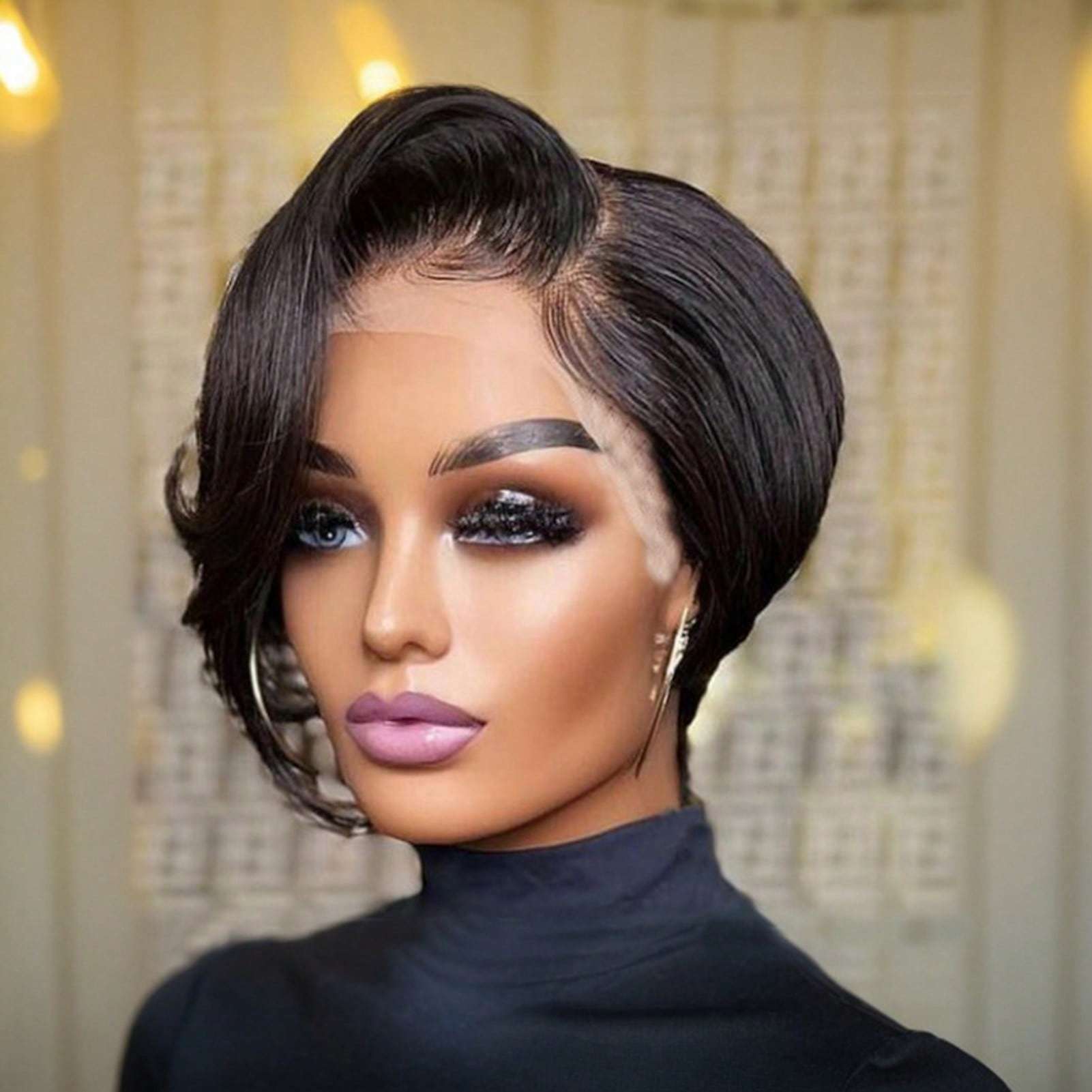 short human hair wig sold on Temu United States