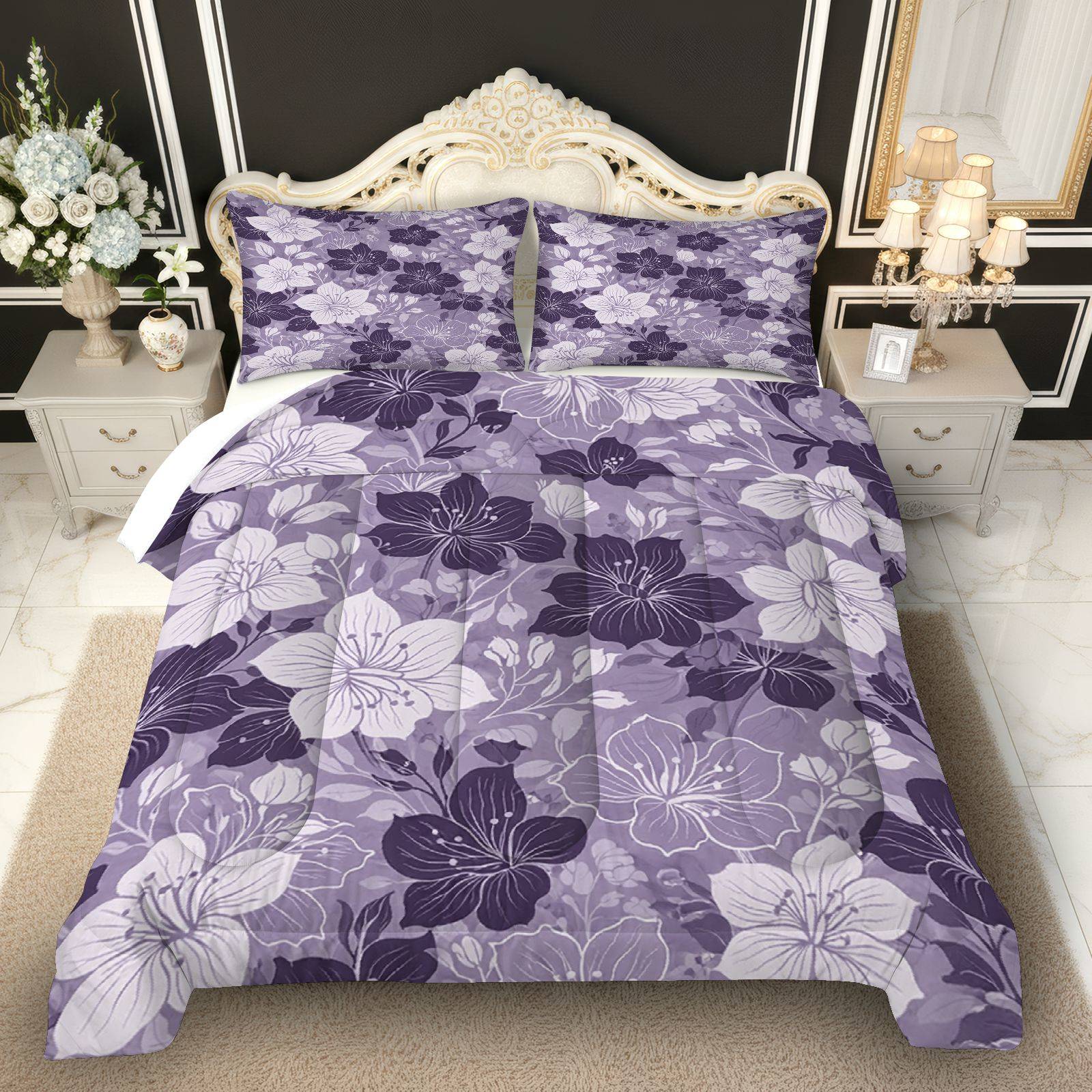 purple bedding sets sold on Temu United States