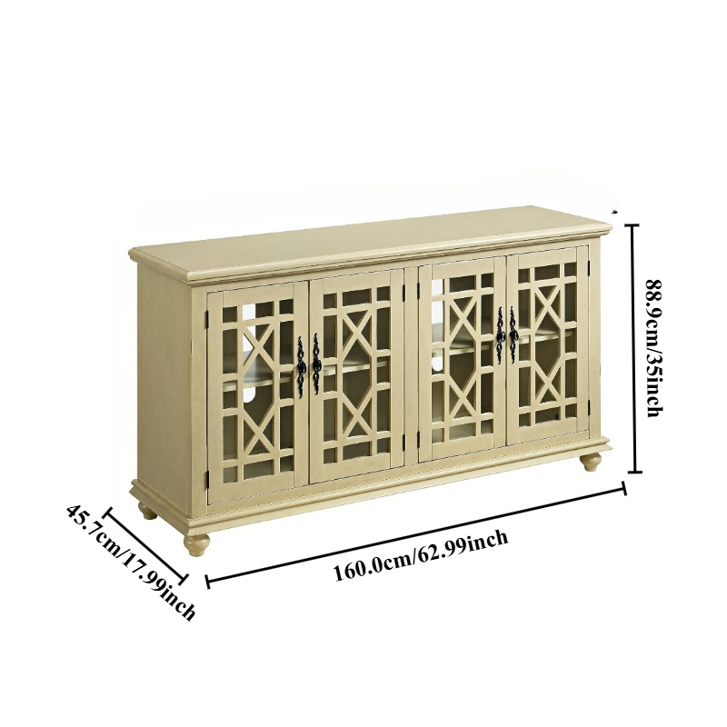 Antique White Solid Wood Tv Stand Rustic Parisian Style - Temu
