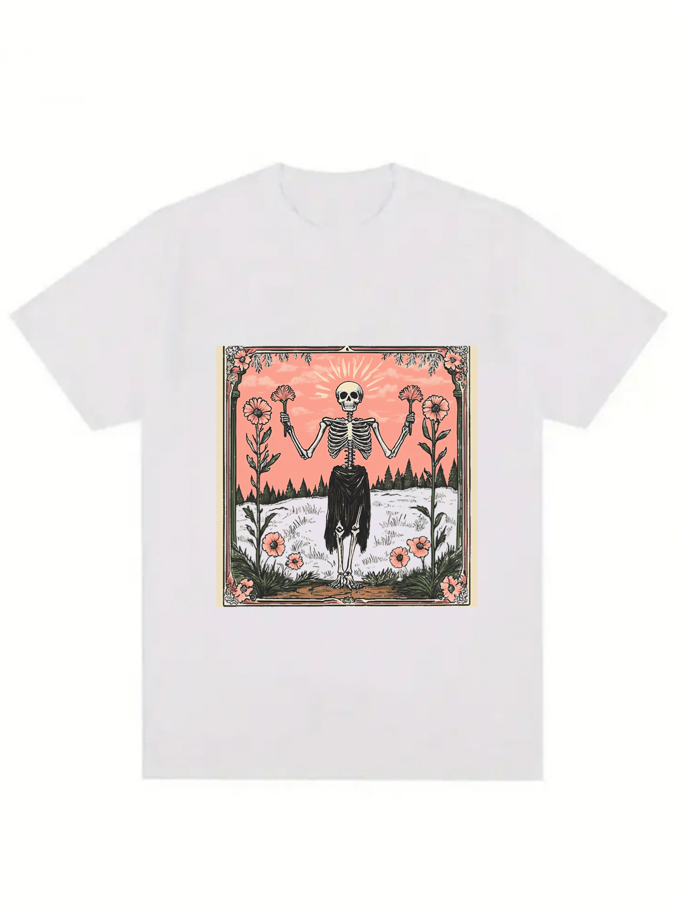 Men's Slim fit Cotton T shirt Mysterious Skeleton Design - Temu