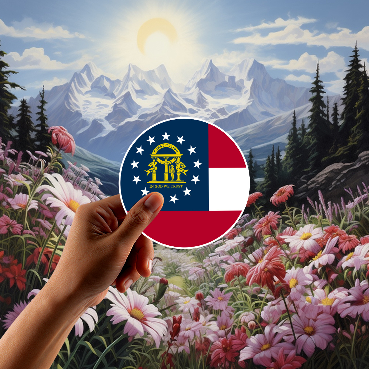 一张格鲁吉亚国旗乙烯基贴纸 自粘 防水 哑光表面 不规则形状，适用于汽车 笔记本电脑 窗户 保险杠 单次使用 前部位置 Temu