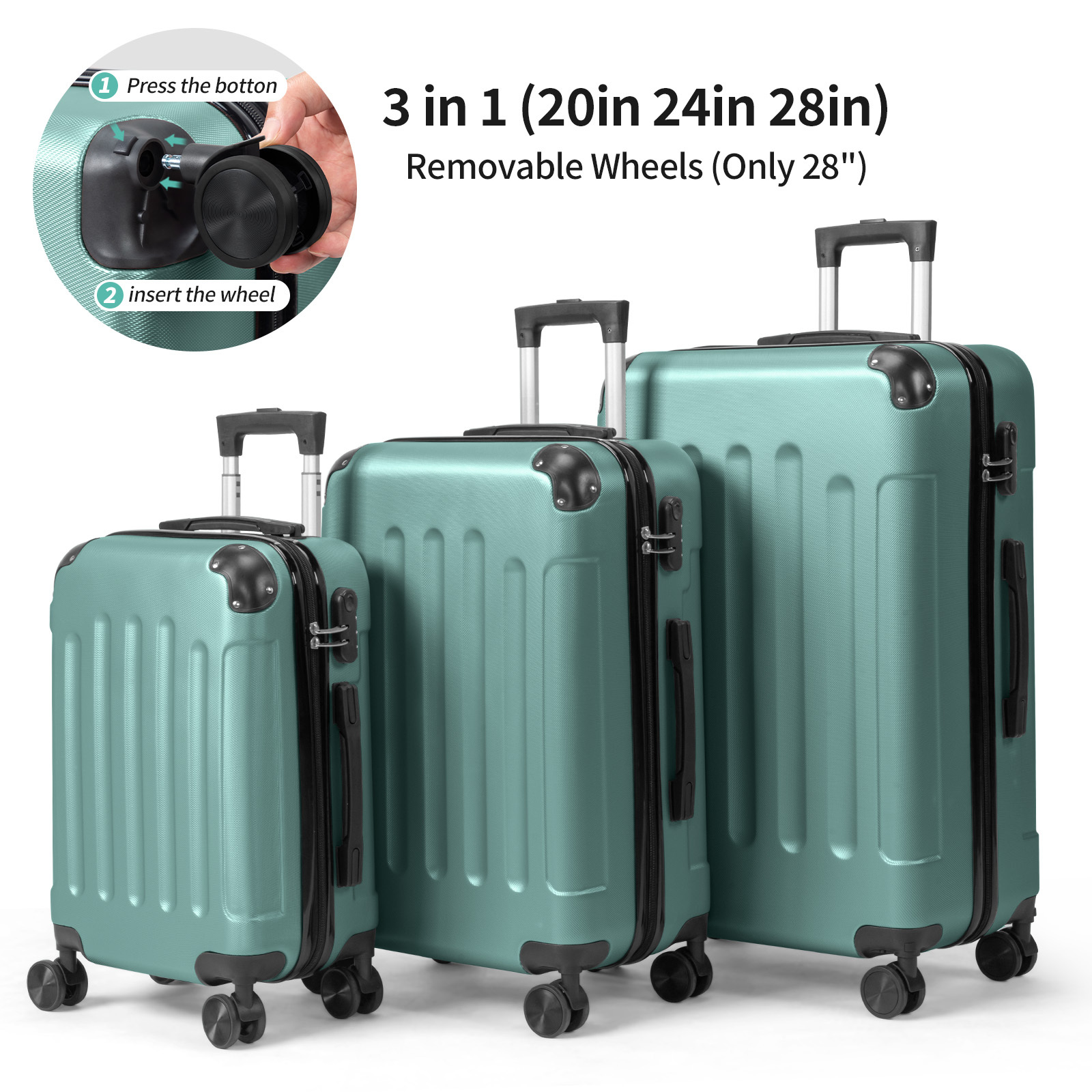 hard shell luggage sets sold on Temu United States
