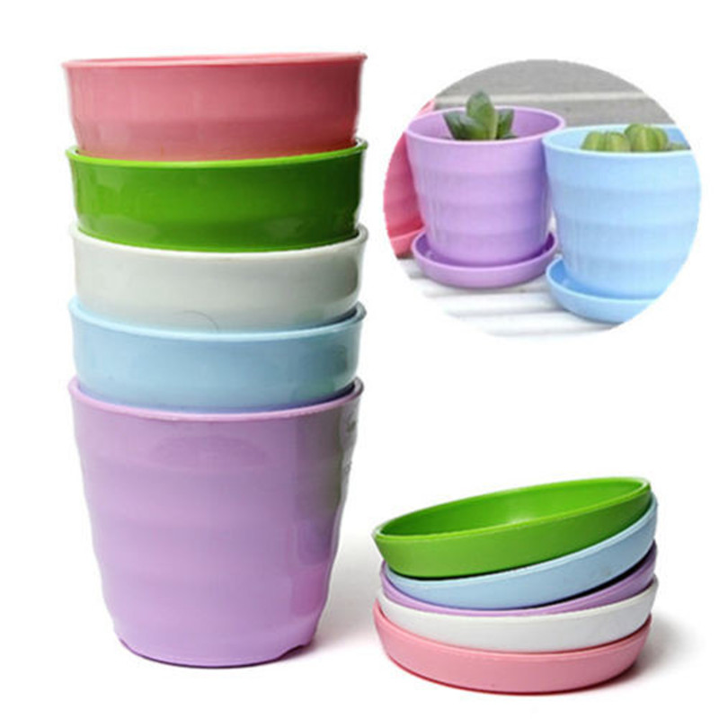 1pc Mini Plastic Threaded Flower Pot With Tray 3 5 3 3 2 6inch 9x8 4x6 ...
