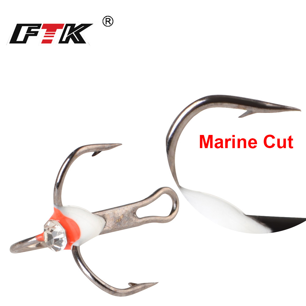 5pcs Ftk Ice Fishing Hook - High Carbon Steel Treble Jigging Hook For ...