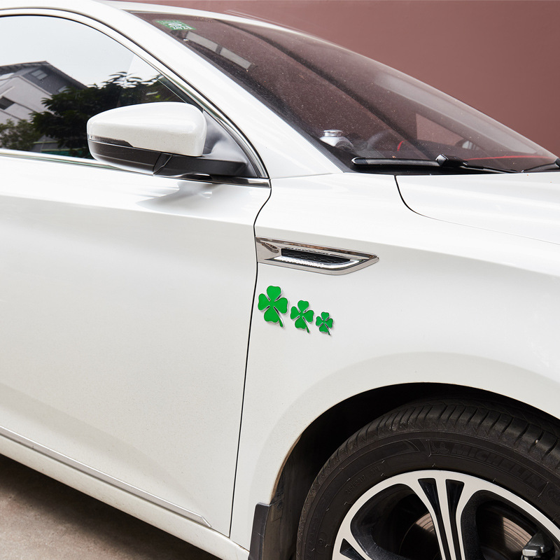 Four Leaf Clover Badge 3d Metal Sticker Green Lucky Clover - Temu