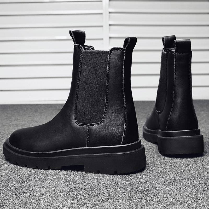 Men's Chelsea Boots, Lightweight Casual Pu Round Toe Chukka Ankle Boots ...