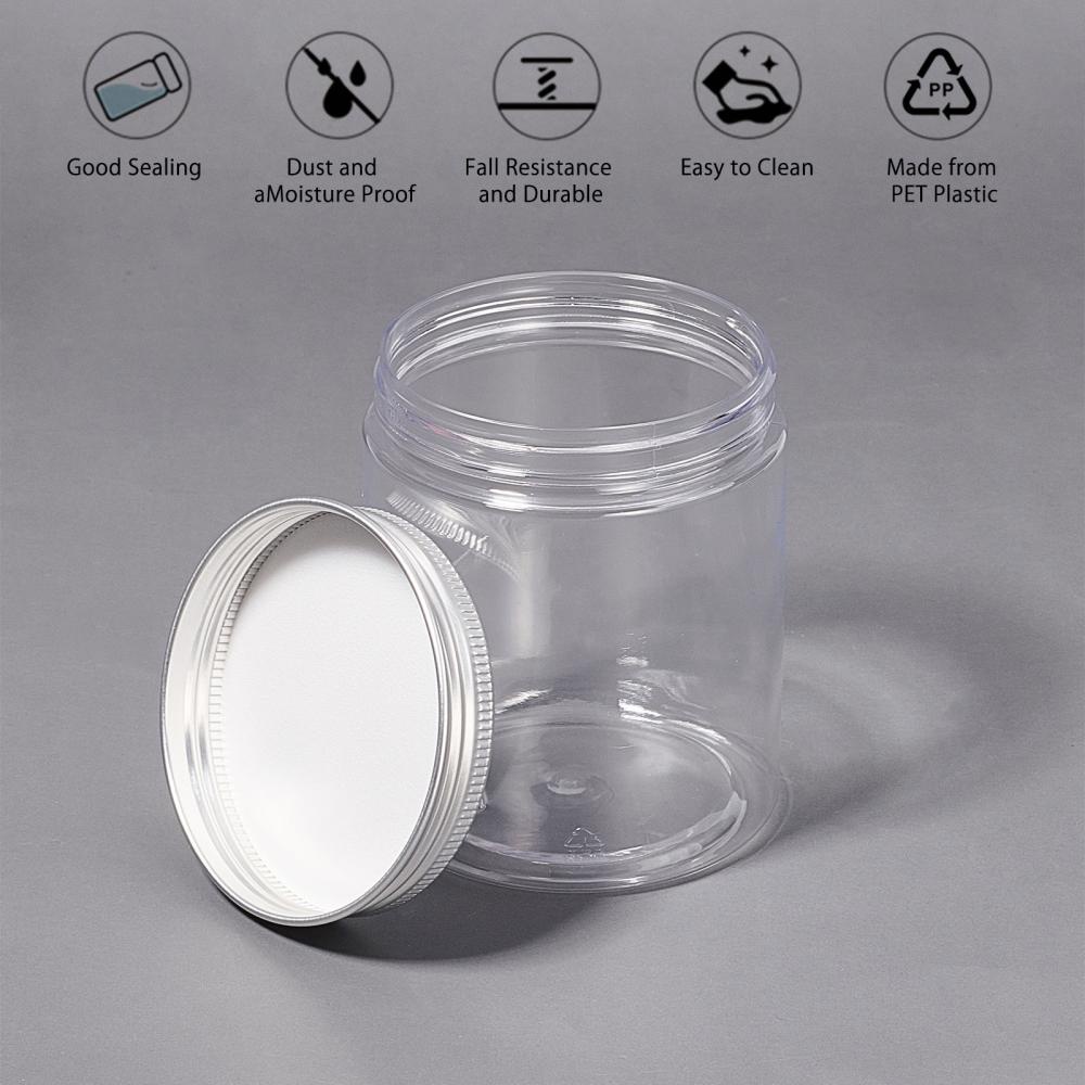 8 Pack 250ml Clear Pet Plastic Storage Containers Jars With Aluminum ...