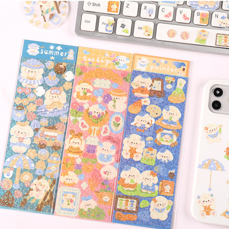 3pcs Laser Cartoon Rabbit Sticker Diy Hand Account Logo Sticker ...