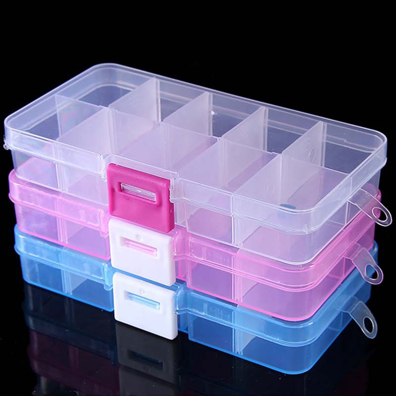 10 Grids Craft Storage With Adjustable Dividers Clear Plastic Organizer ...