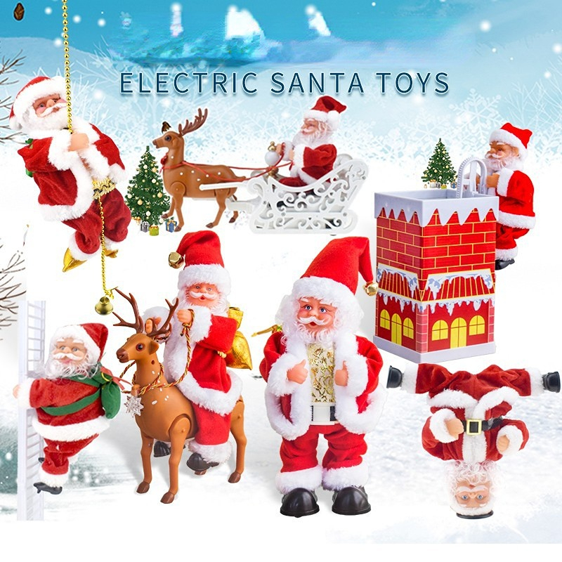 Electric Music Crawling Beads Santa Figure Toy Crawling Rope - Temu ...