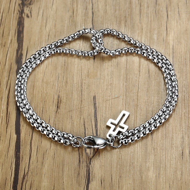 Personality Creative Double Chain Cross Bracelet For Men Fashion Charm Jewelry | Shop Now For ...