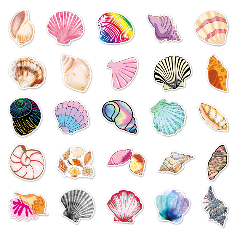 Sea Shell Cartoon Waterproof Decorative Doodle Stickers - Temu Australia
