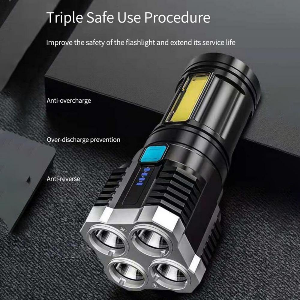 Flashlight Usb Rechargeable 4 Led Super Bright High Lumens - Temu