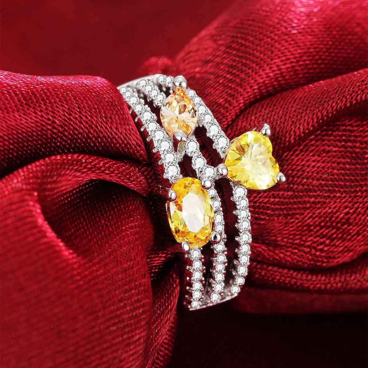 Three Layered Hollow Ring Inlaid Heart Oval Shape Zircon - Temu Australia